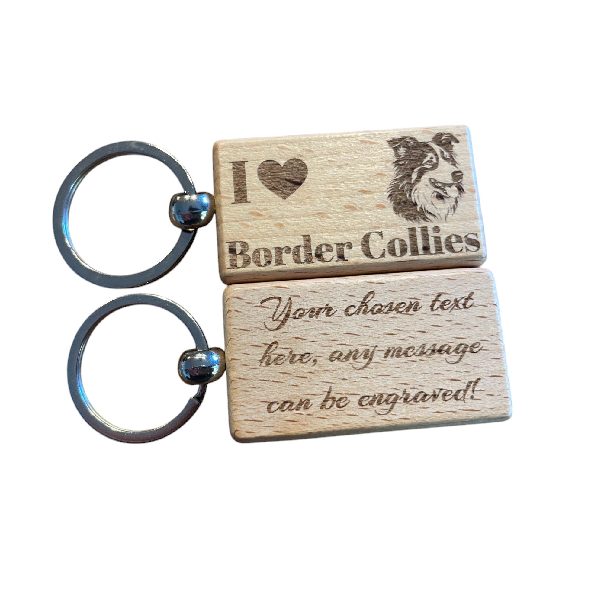 Personalised Wooden Border Collie Keyring – Ashton and Finch